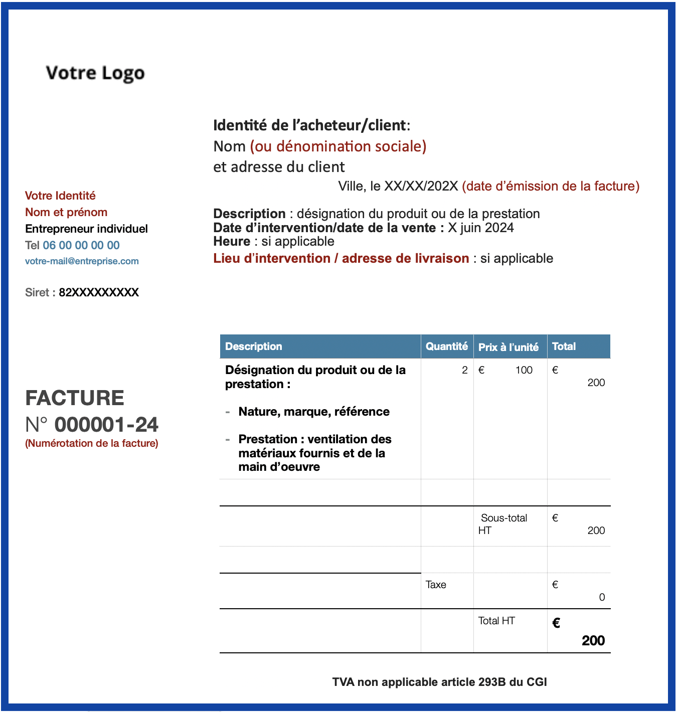 Facture pour auto-entrepreneur : Modèles à télécharger
